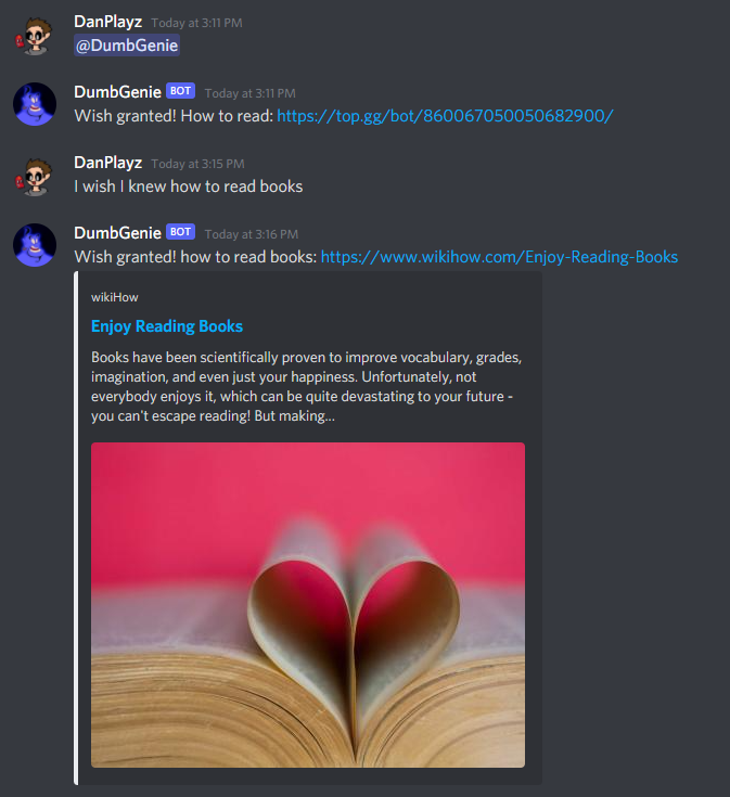 GitHub - Enecs/DumbGenie: A very simple bot that "grants your wish" to get more knowledgeable ...
